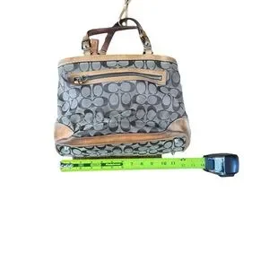 Coach | Bags | Coach Vintage Signature Monogram Brown Tan Leather Trim ...
